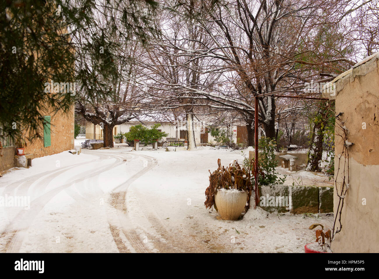 Very rare happening with snow near Pinoso in the Alicante Province of ...