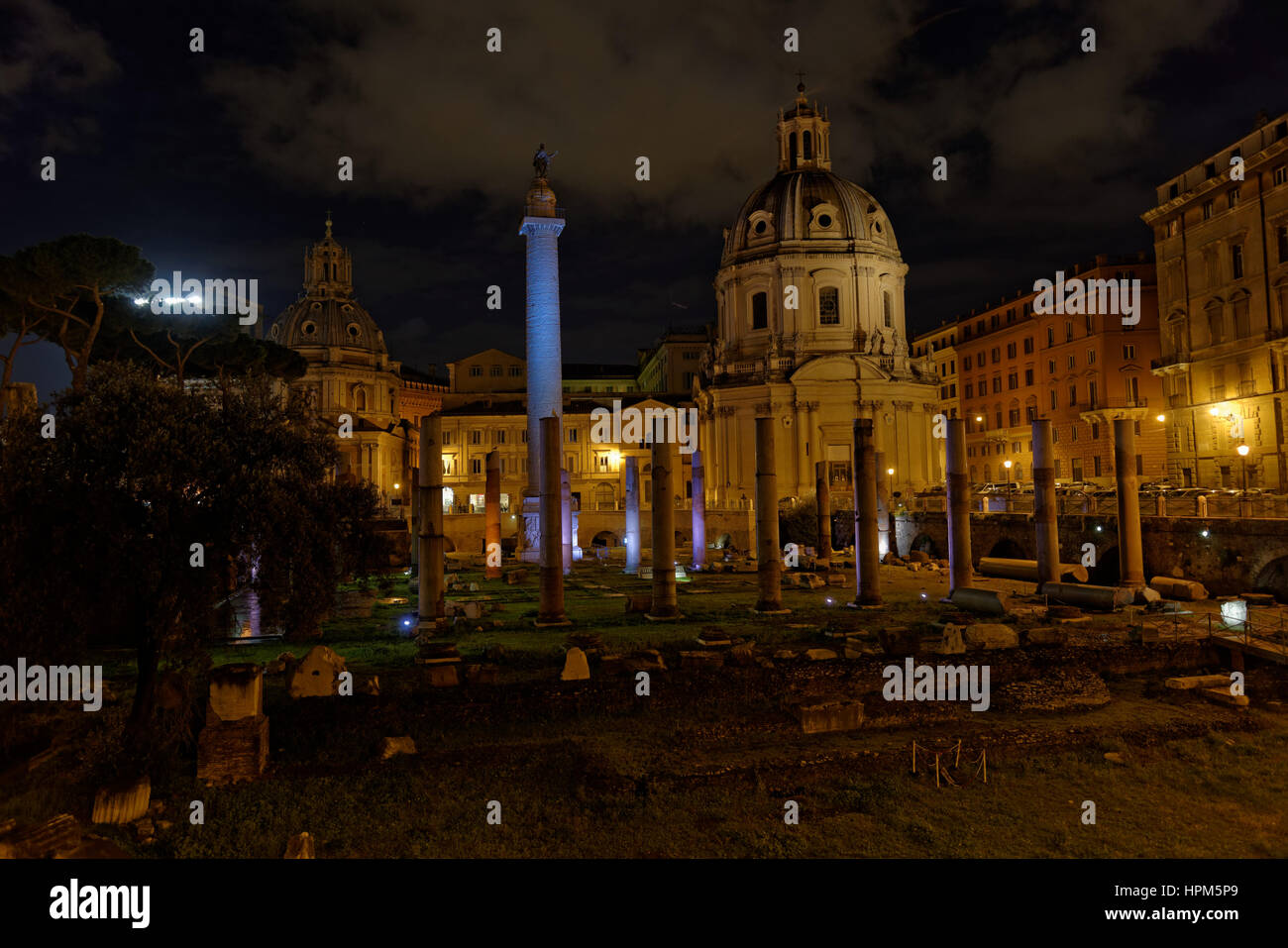 Ancient Rome at night. Beauty reflections Stock Photo - Alamy