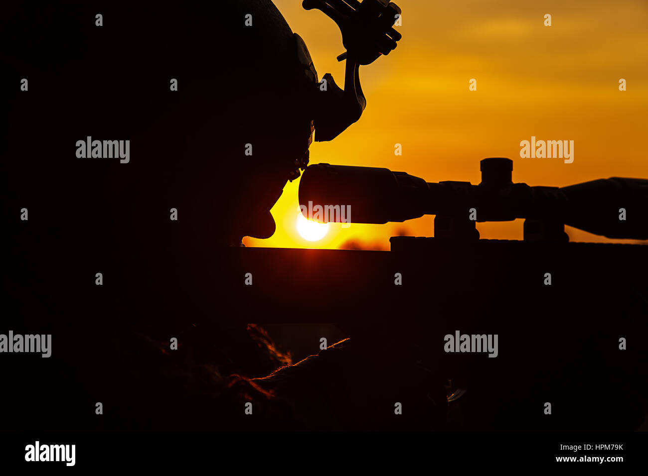 Army sniper on sunset Stock Photo - Alamy