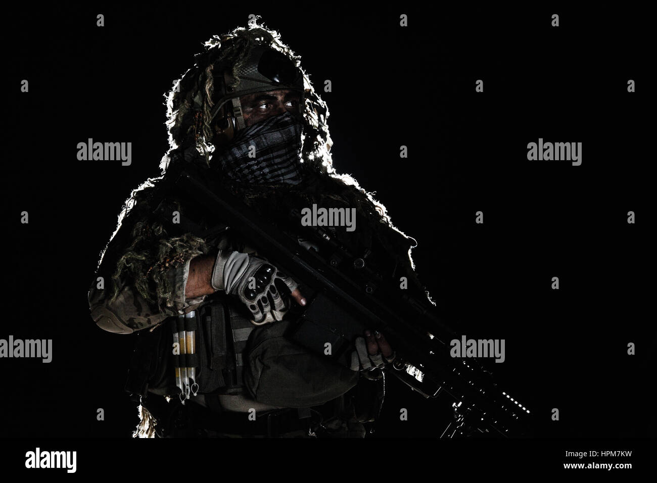 Army sniper with painted face Stock Photo - Alamy