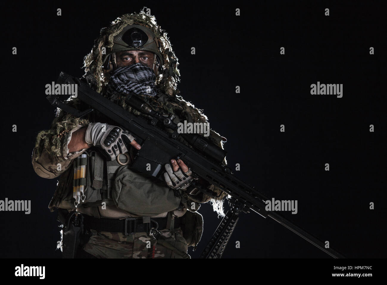 Army sniper with painted face Stock Photo - Alamy