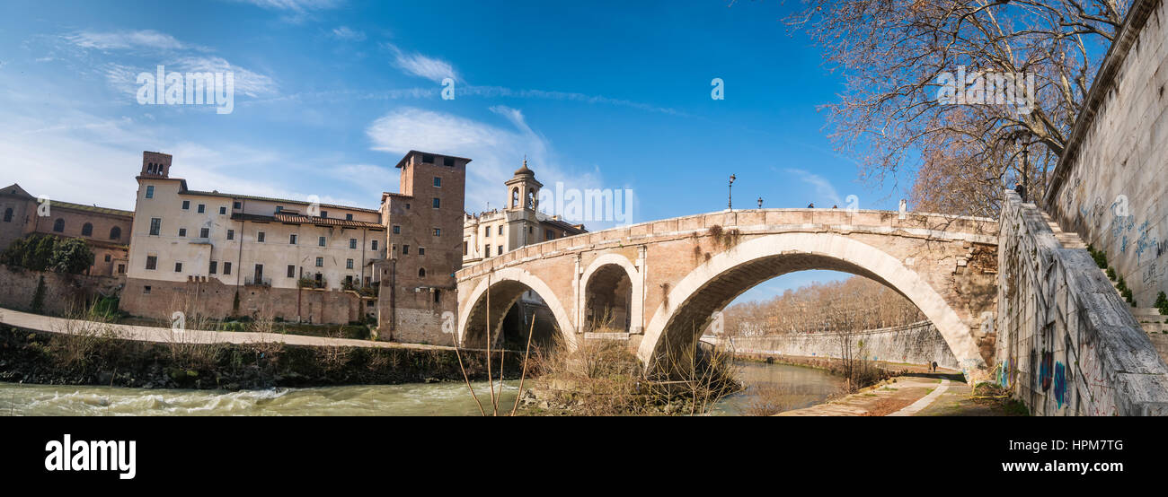 Ponte Fabricio and Tiber island in Rome, Italy Stock Photo - Alamy