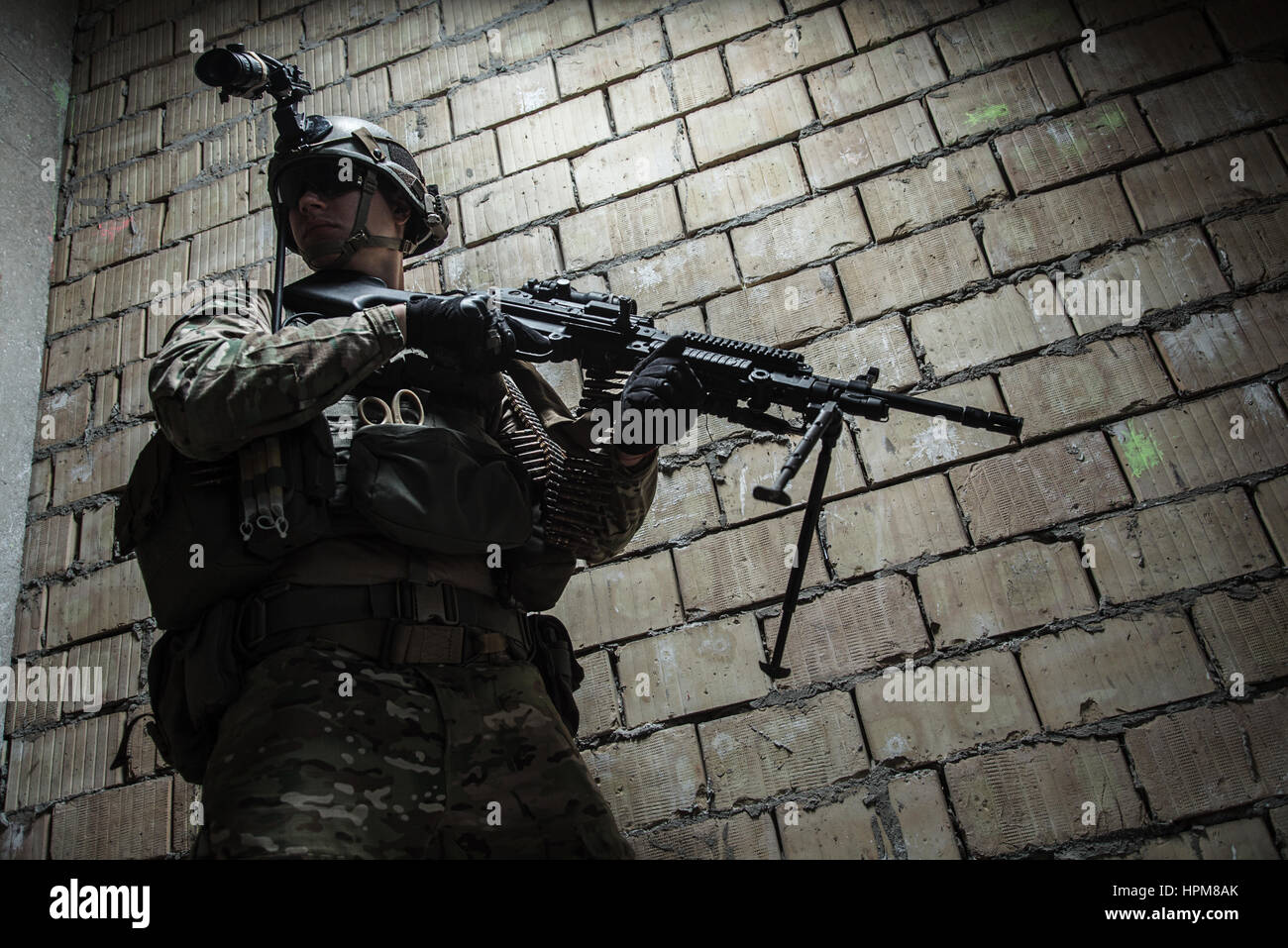 US Army Ranger with machinegun Stock Photo - Alamy