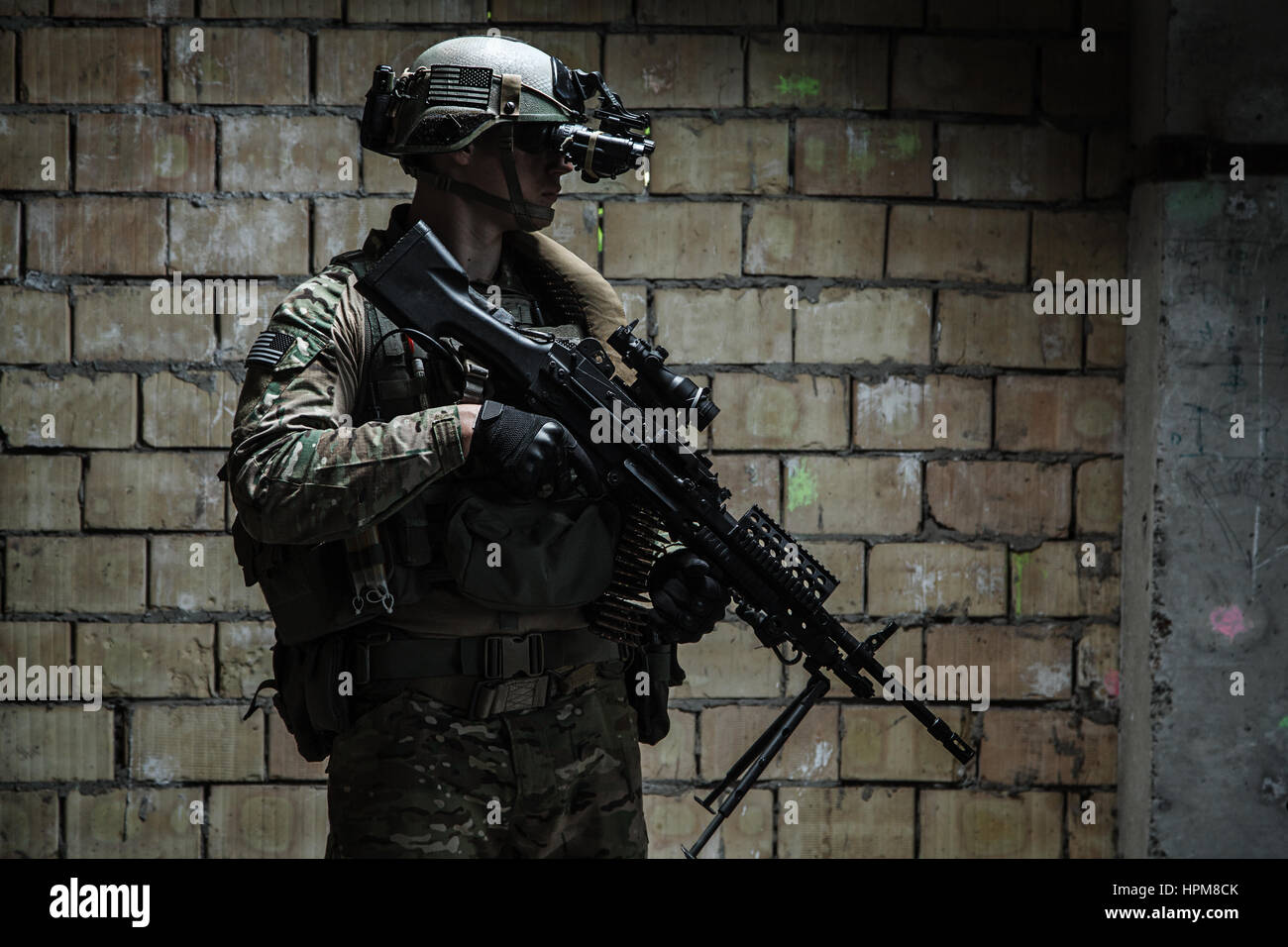 US Army Ranger with machinegun Stock Photo - Alamy
