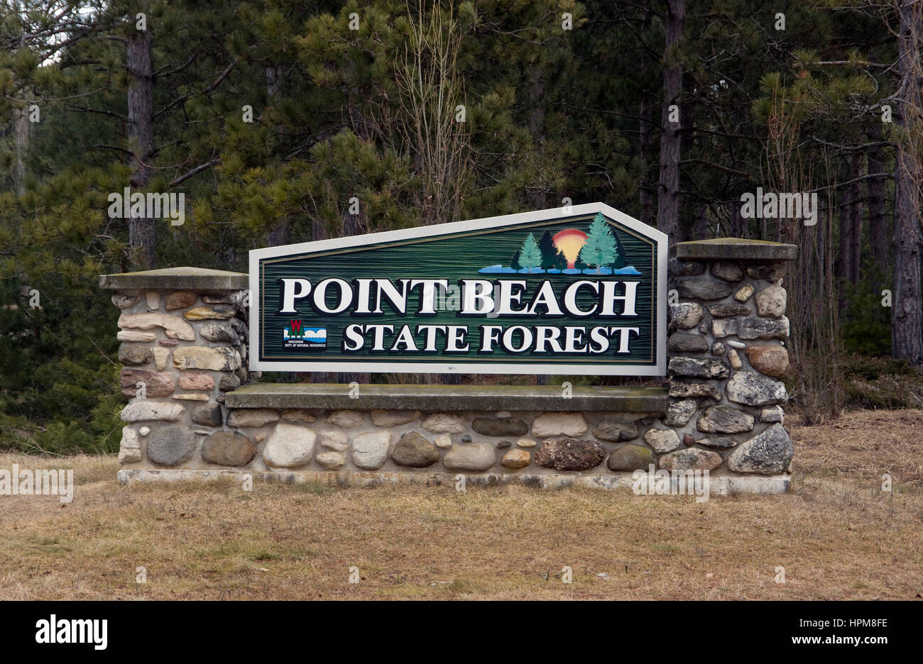 Sign at Point Beach State Forest on Lake Michigan near Two Rivers ...