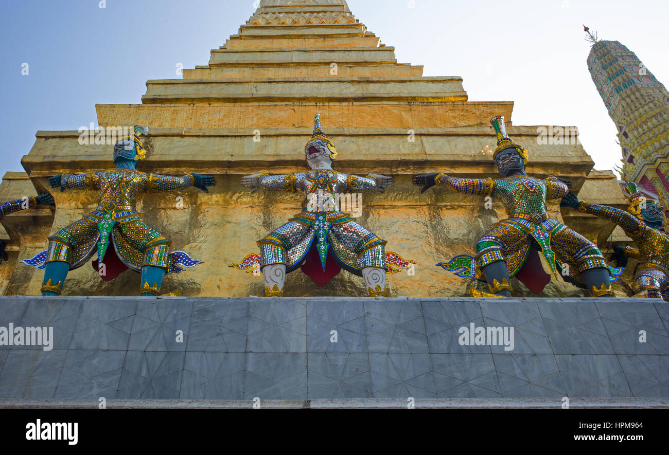 Statues, monuments and icons in Grand Palace, Bangkok, Thailand Stock ...