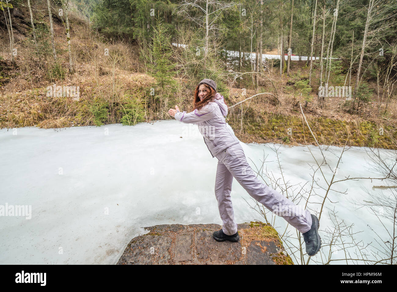 Woman dancing in snow hi-res stock photography and images - Alamy