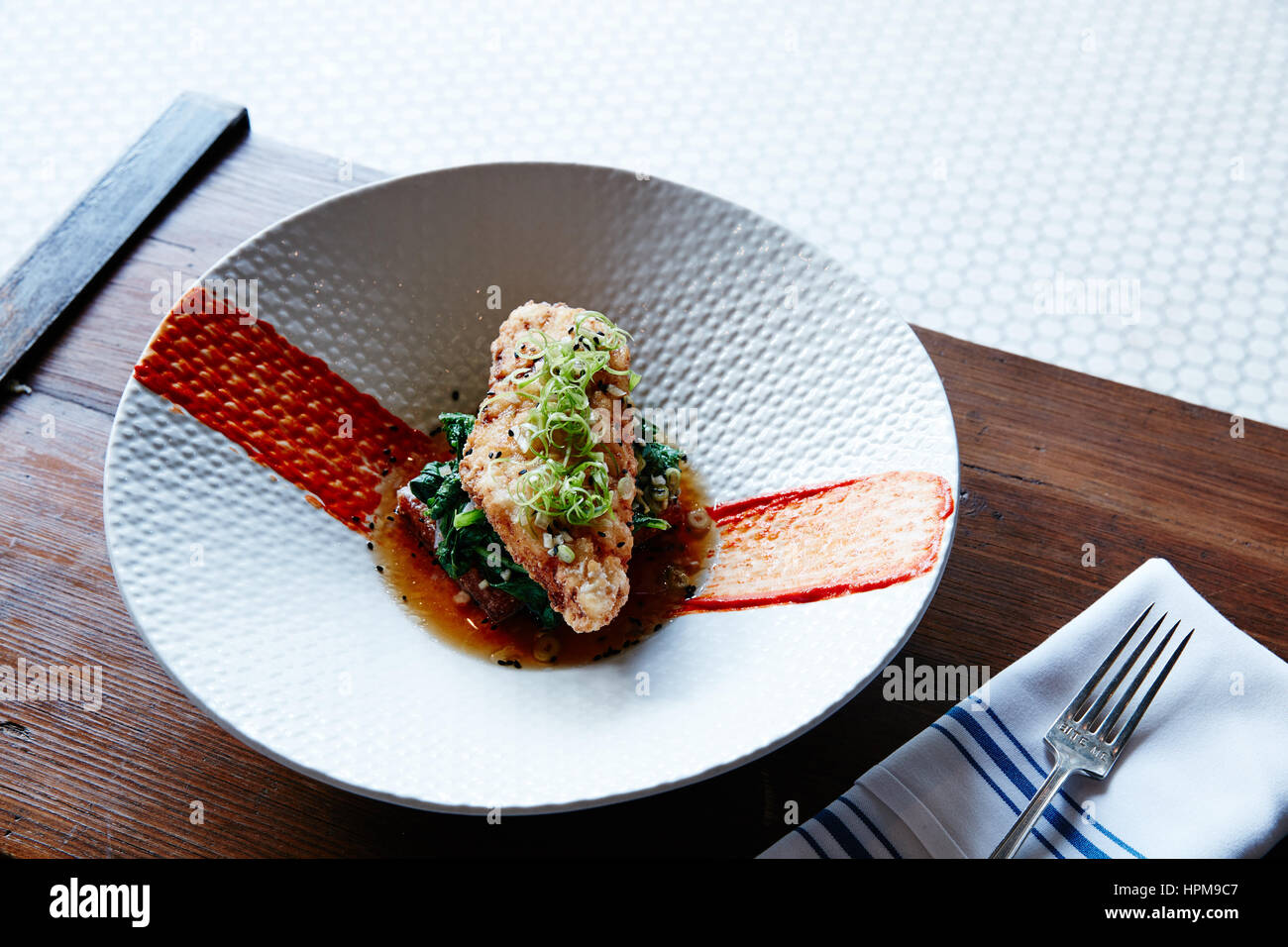 Tapioca Crusted Tai Snapper - Broccoli Rabe, Sushi Rice Cake, White Soy ...