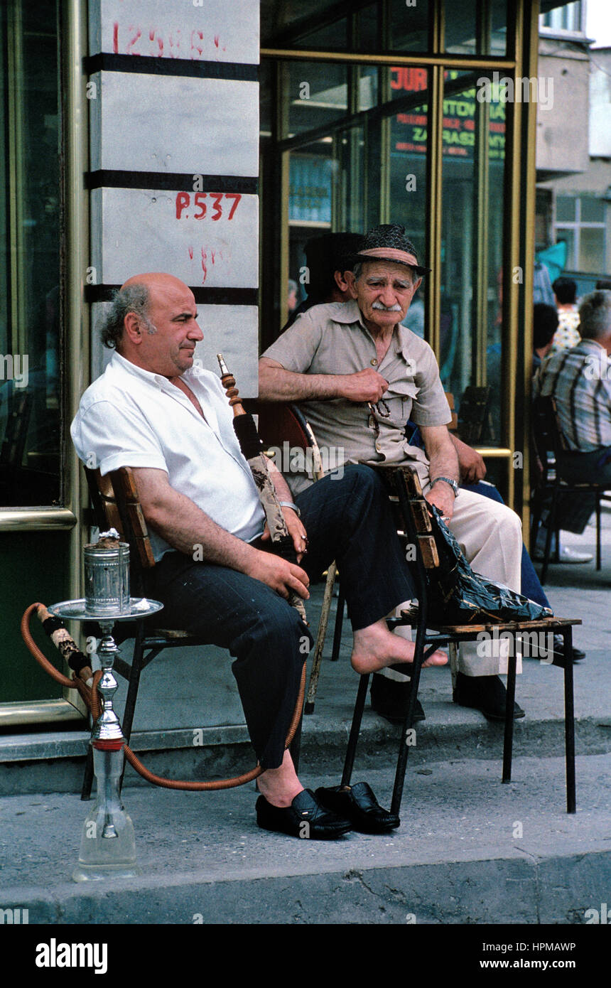Turkish Men Outside Cafe Smoking Narghile or Hookah Istanbul Turkey ...