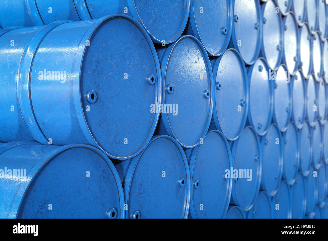3d rendering blue barrel background Stock Photo - Alamy