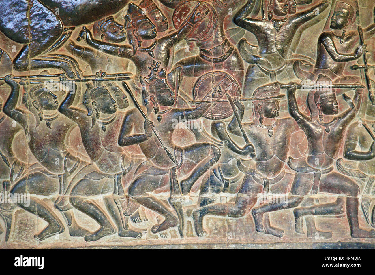 Cambodia, Angkor, Angkor Wat, bas-relief, Battle of Kurukshetra Stock ...
