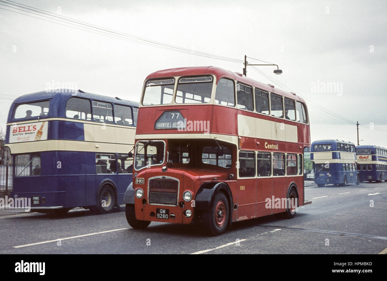 Scotland, UK - 1973: Vintage image of buses. Includes Central SMT LD6G ...