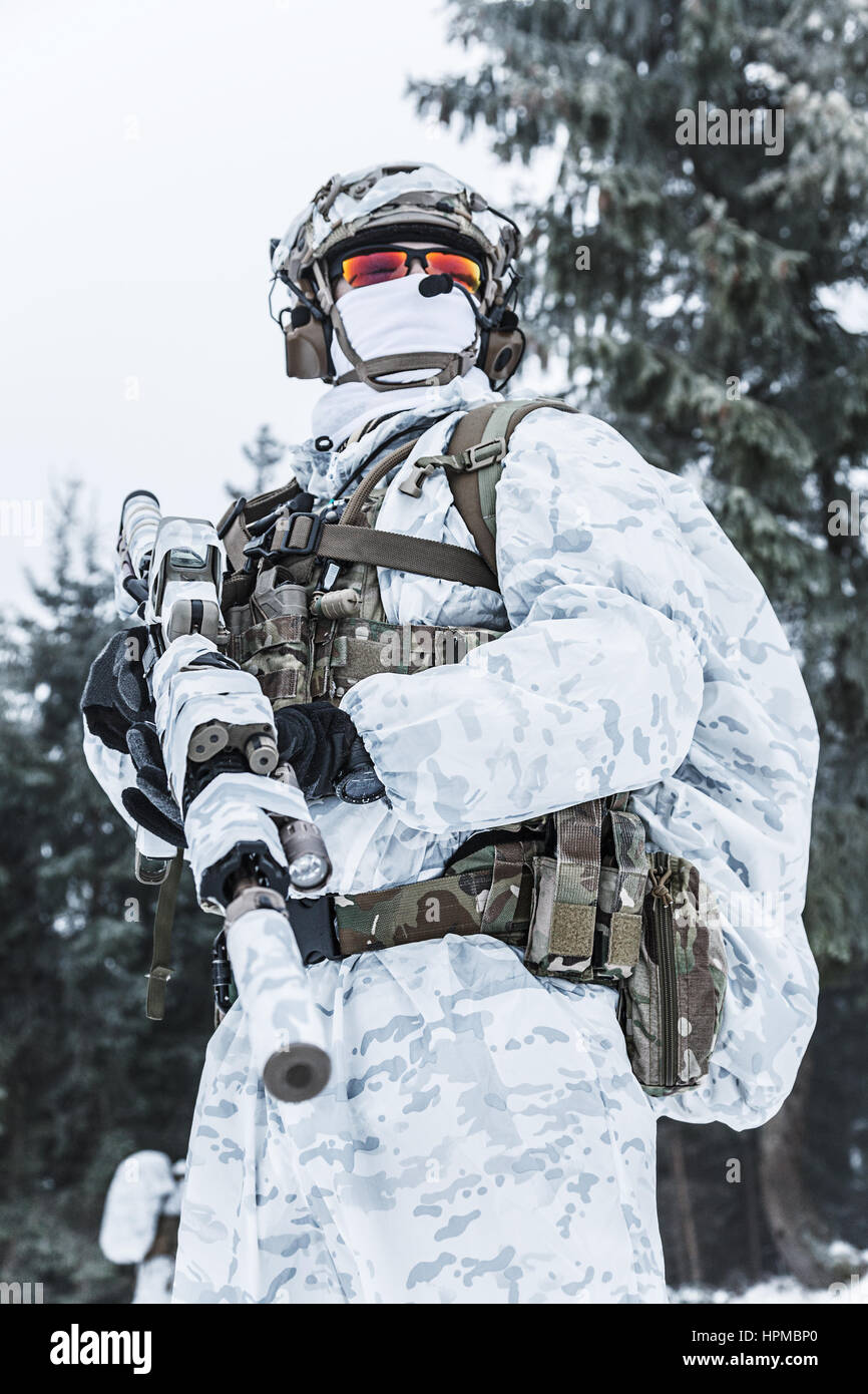 Winter arctic warfare Stock Photo - Alamy