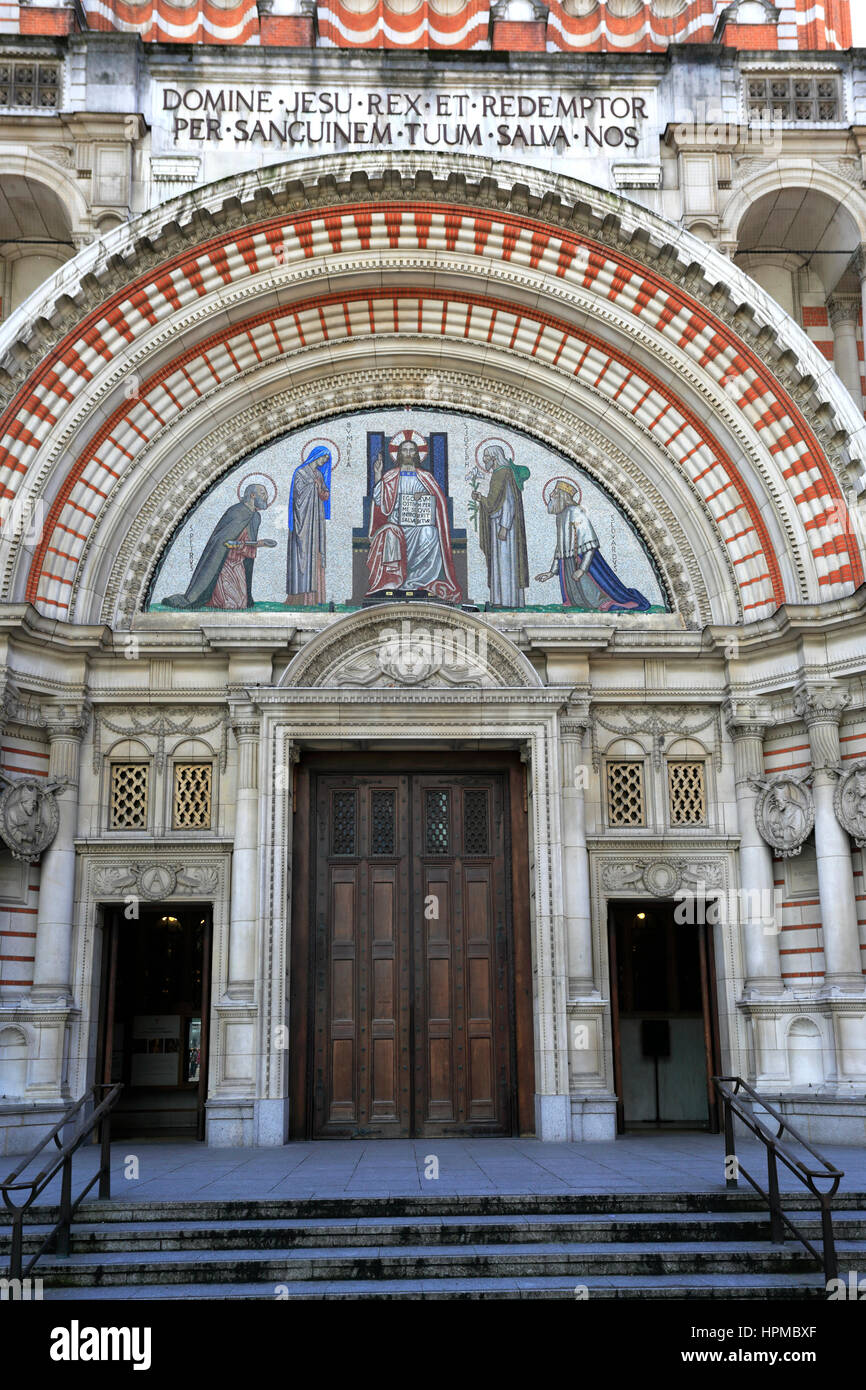 Entrance door of Westminster Cathedral, Westminster, London City, UK ...