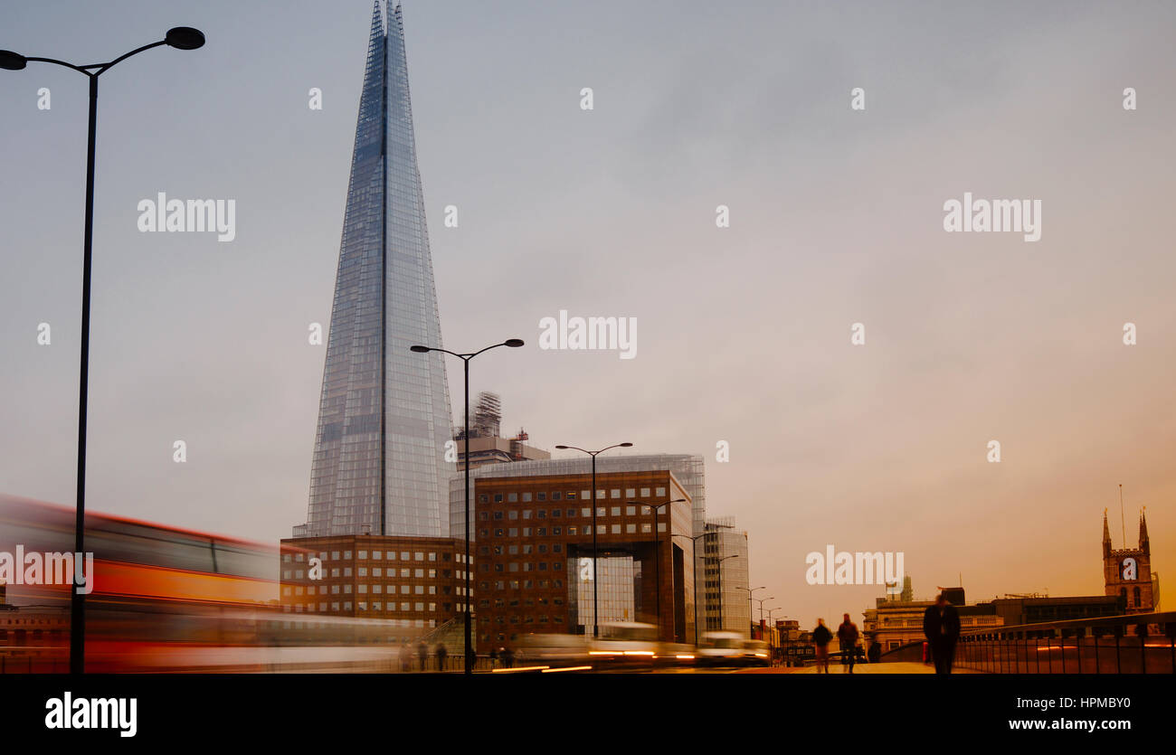 Traffic cars with The Shard in background, LONDON, ENGLAND Stock Photo ...