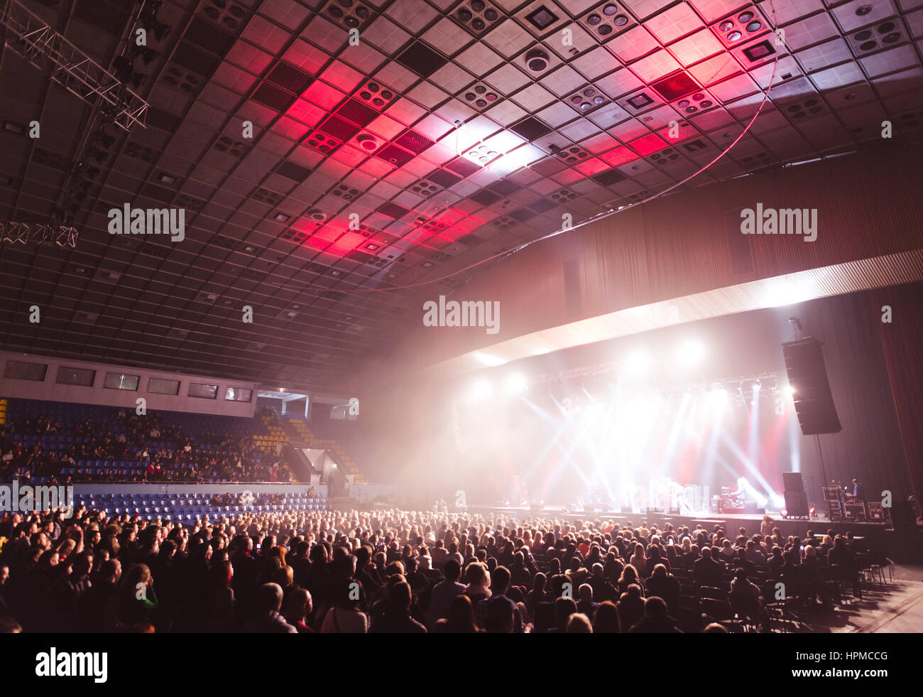 Large concert hall filled with spectators before the stage Stock Photo ...