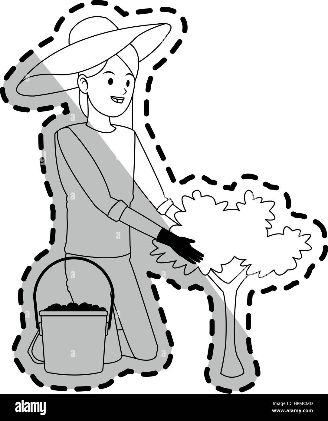 Woman character planting tree Stock Vector Images - Alamy