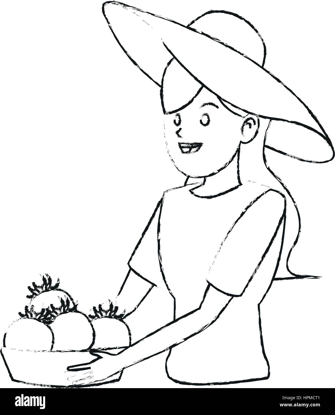 Woman character planting tree Cut Out Stock Images & Pictures - Alamy