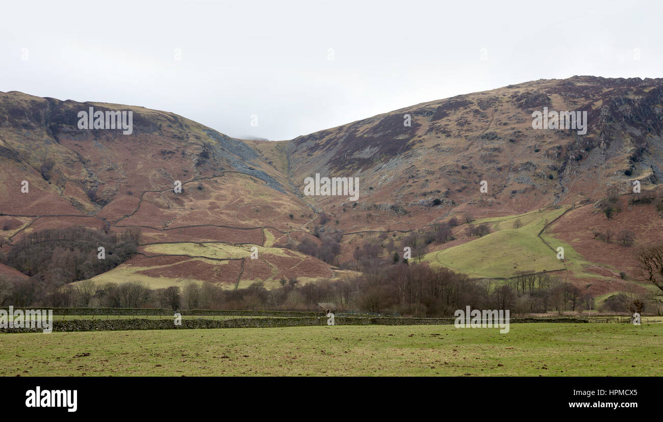Borrowdale Valley. Evening setting in over Borrowdale Valley in the ...