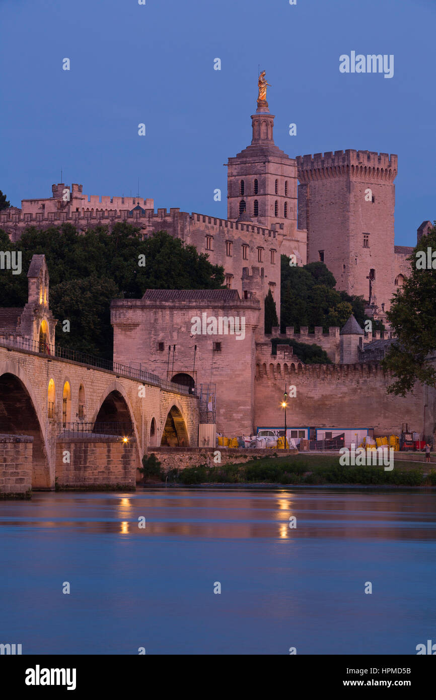 Avignon at the blue hour. France. summer Stock Photo - Alamy