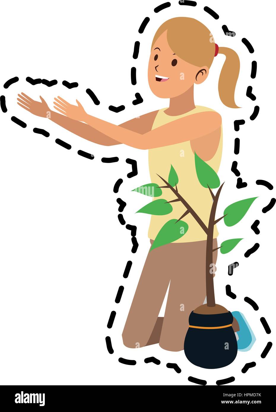 happy person with plant icon image Stock Vector Image & Art - Alamy