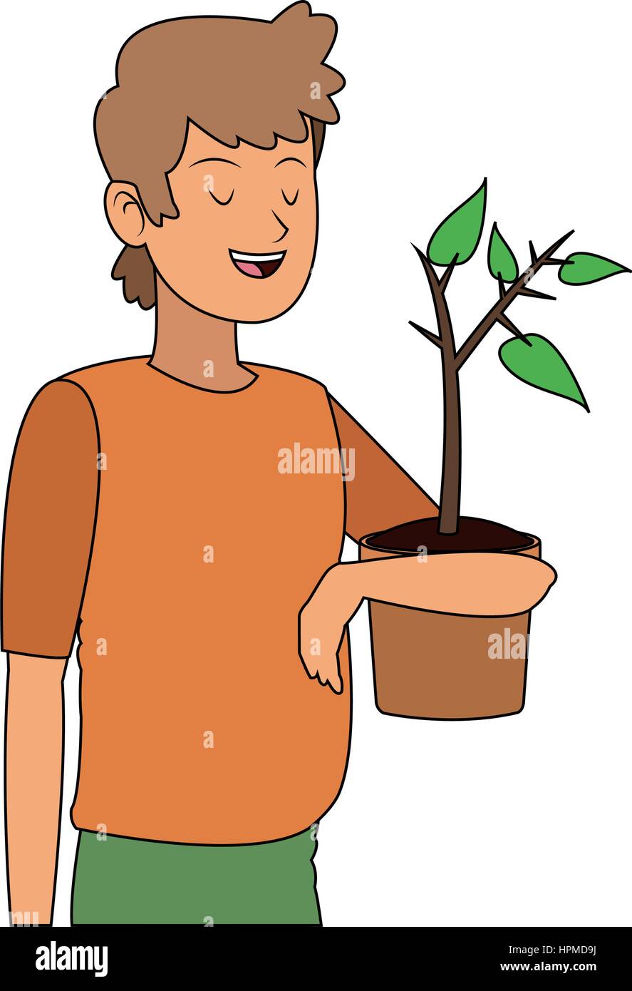 happy person with plant icon image Stock Vector Image & Art - Alamy