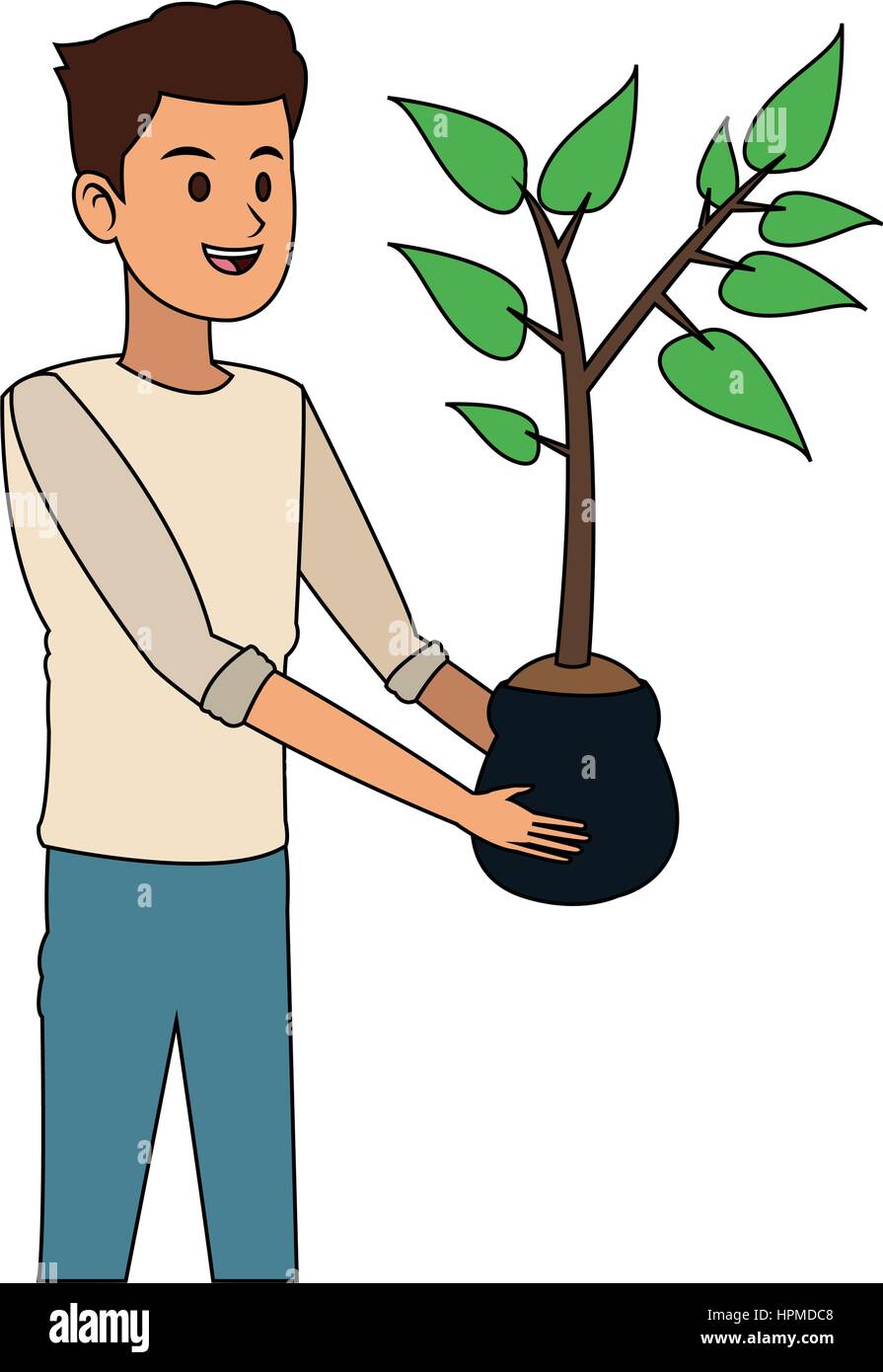 happy person with plant icon image Stock Vector Image & Art - Alamy