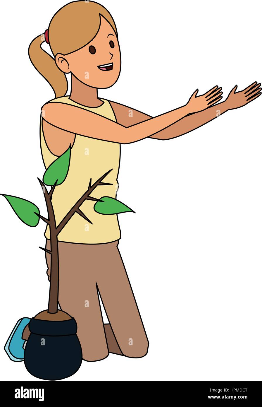 happy person with plant icon image Stock Vector Image & Art - Alamy