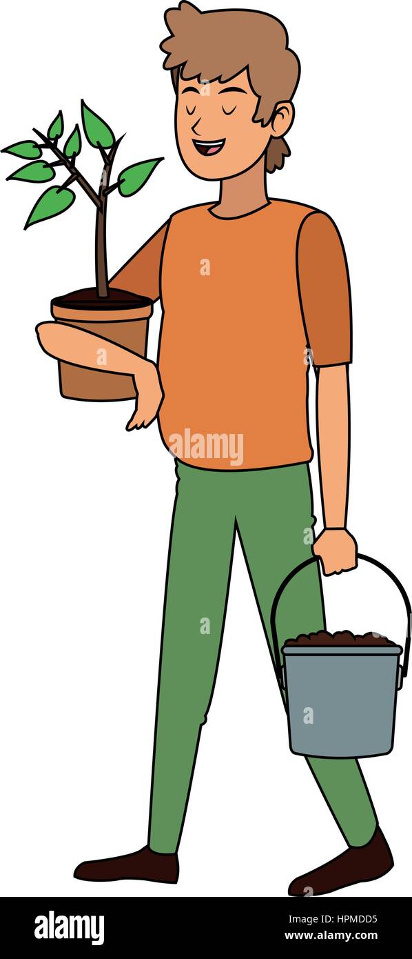 happy person with plant icon image Stock Vector Image & Art - Alamy