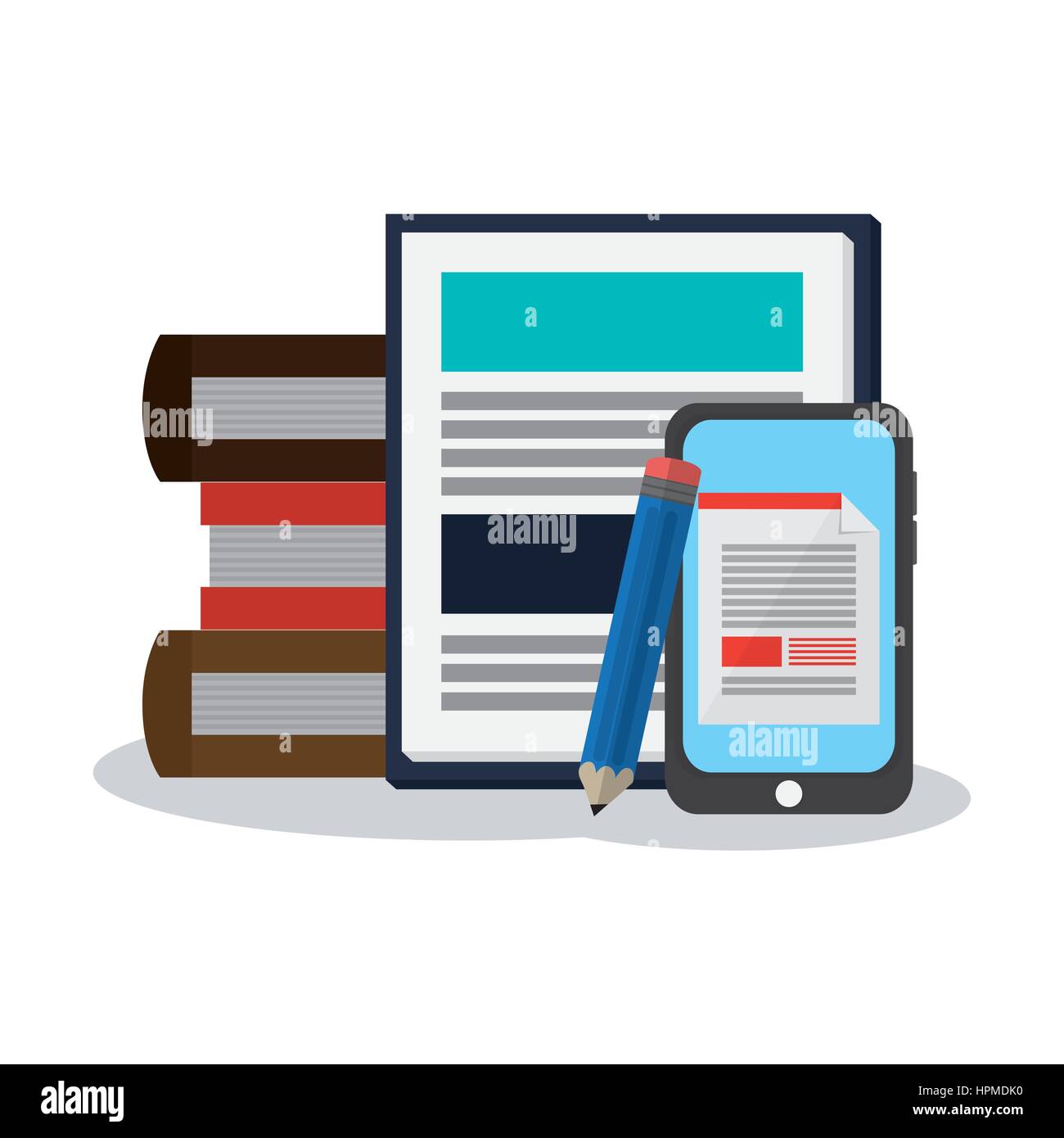stack of books and smartphone Stock Vector Image & Art - Alamy