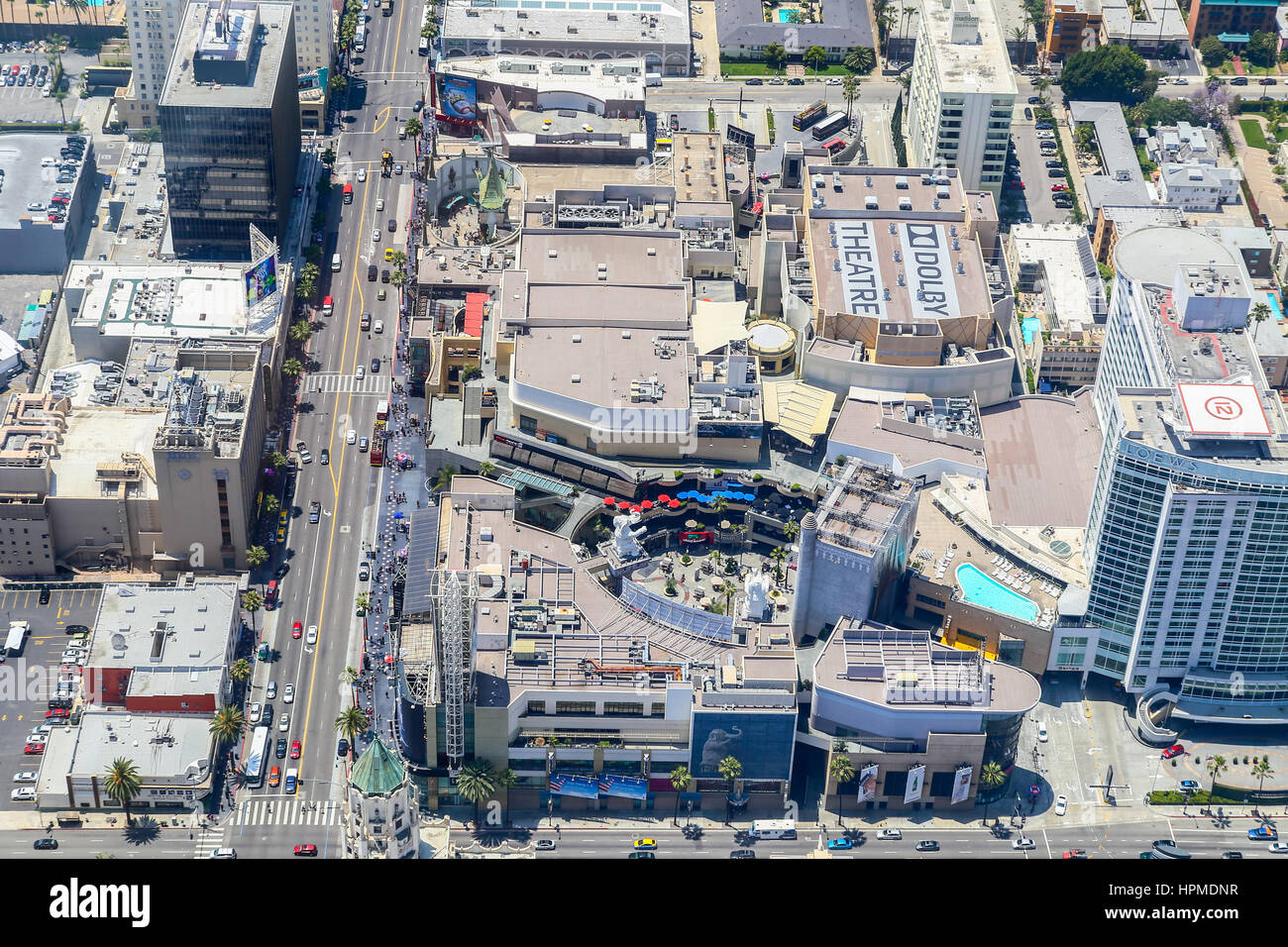 Los Angeles, USA - May 27, 2015: Aerial view of the Hollywood Walk of ...
