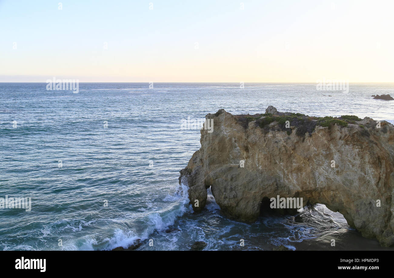 Natural bridge in the ocean at El Matador State Beach in Malibu, USA ...