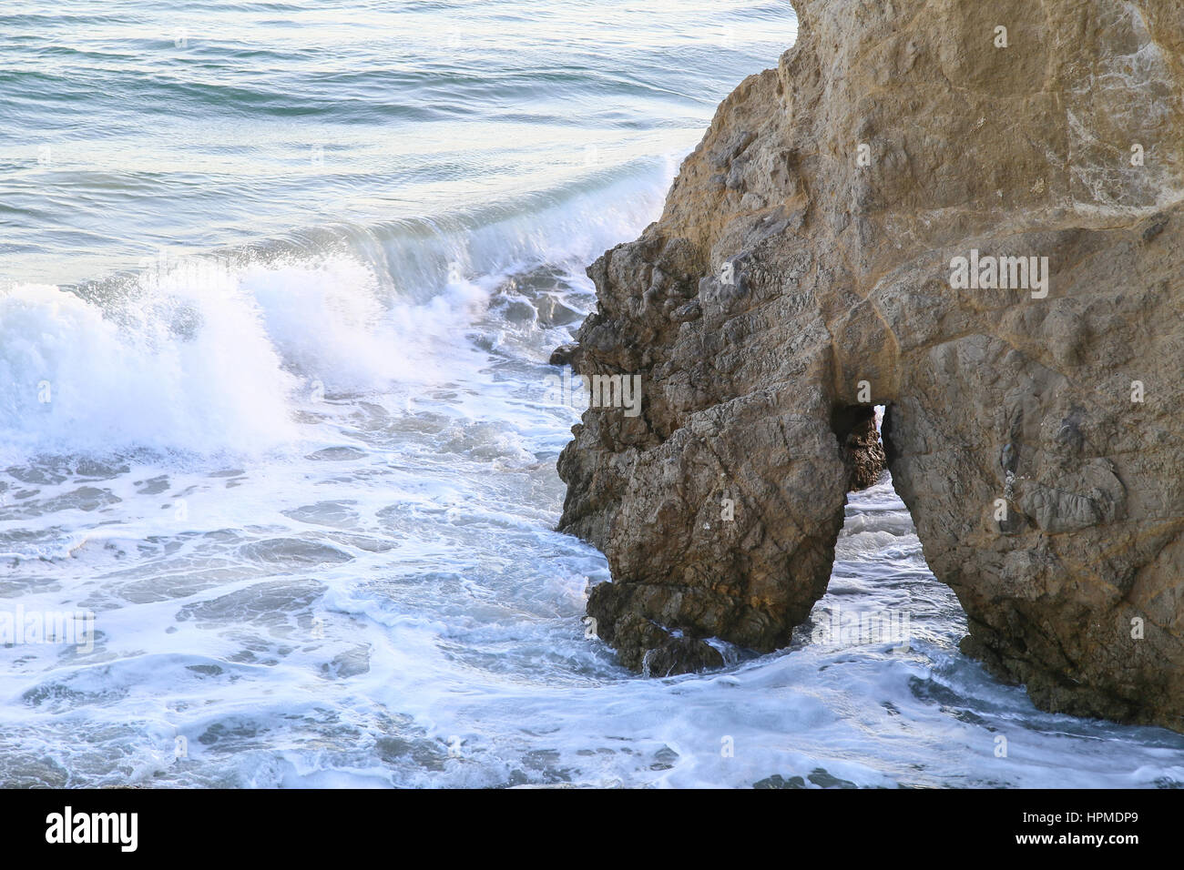 Natural bridge in the ocean at El Matador State Beach in Malibu, USA ...