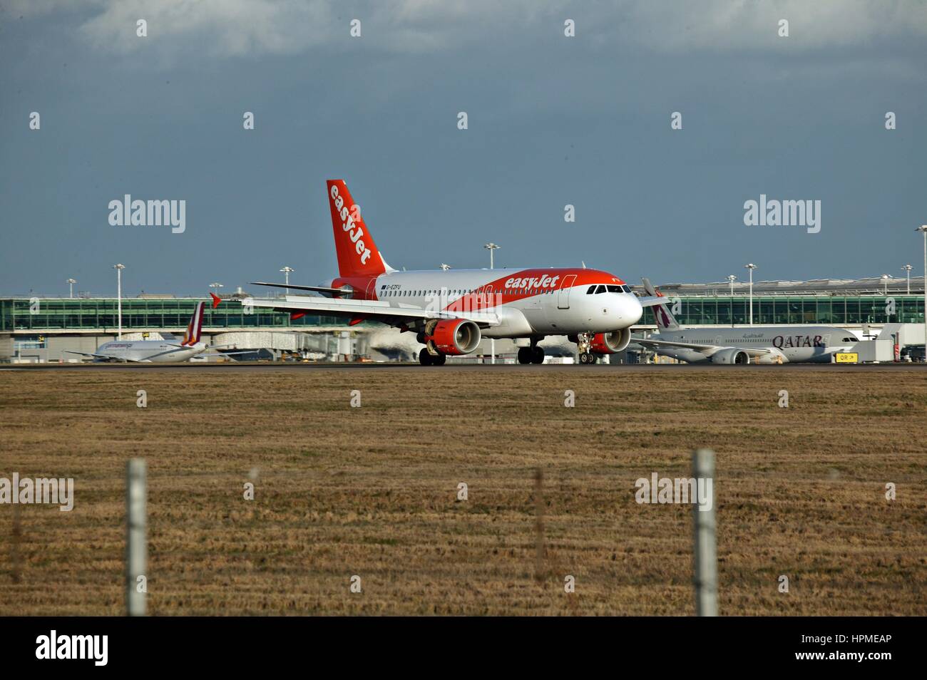 EasyJet Aircraft Landing at Stansted Airport Stock Photo - Alamy