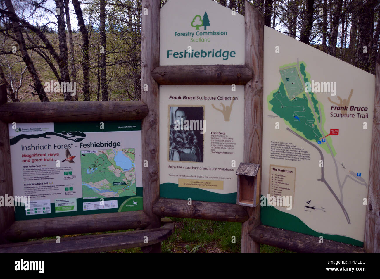 Wooden Information Board for the Frank Bruce Sculpture Trail, Inshriach ...
