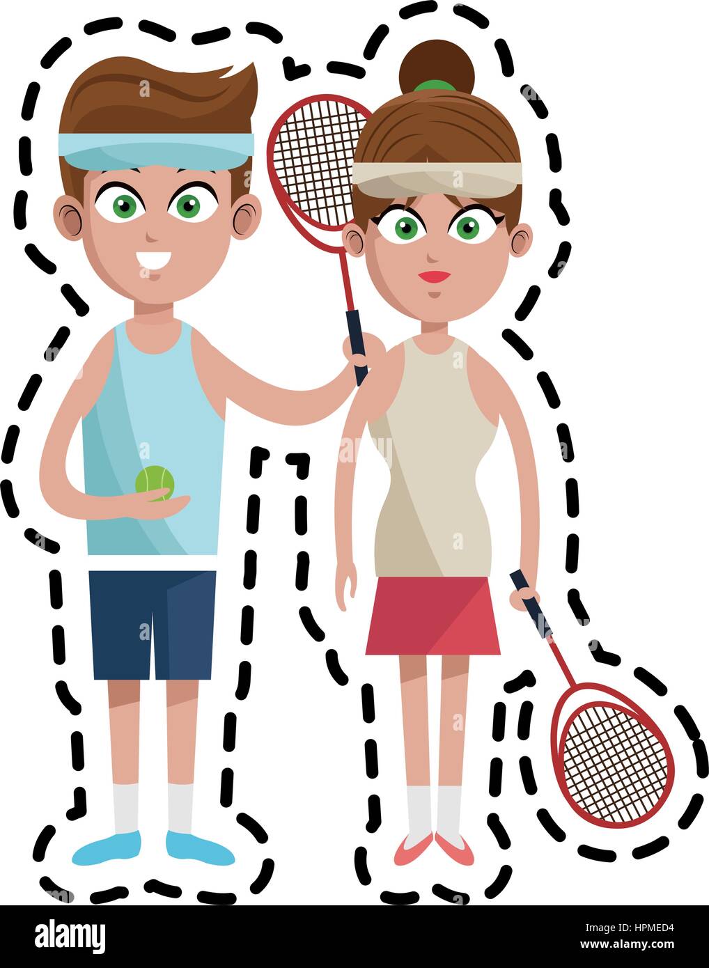 Tennis man woman training Stock Vector Images - Alamy