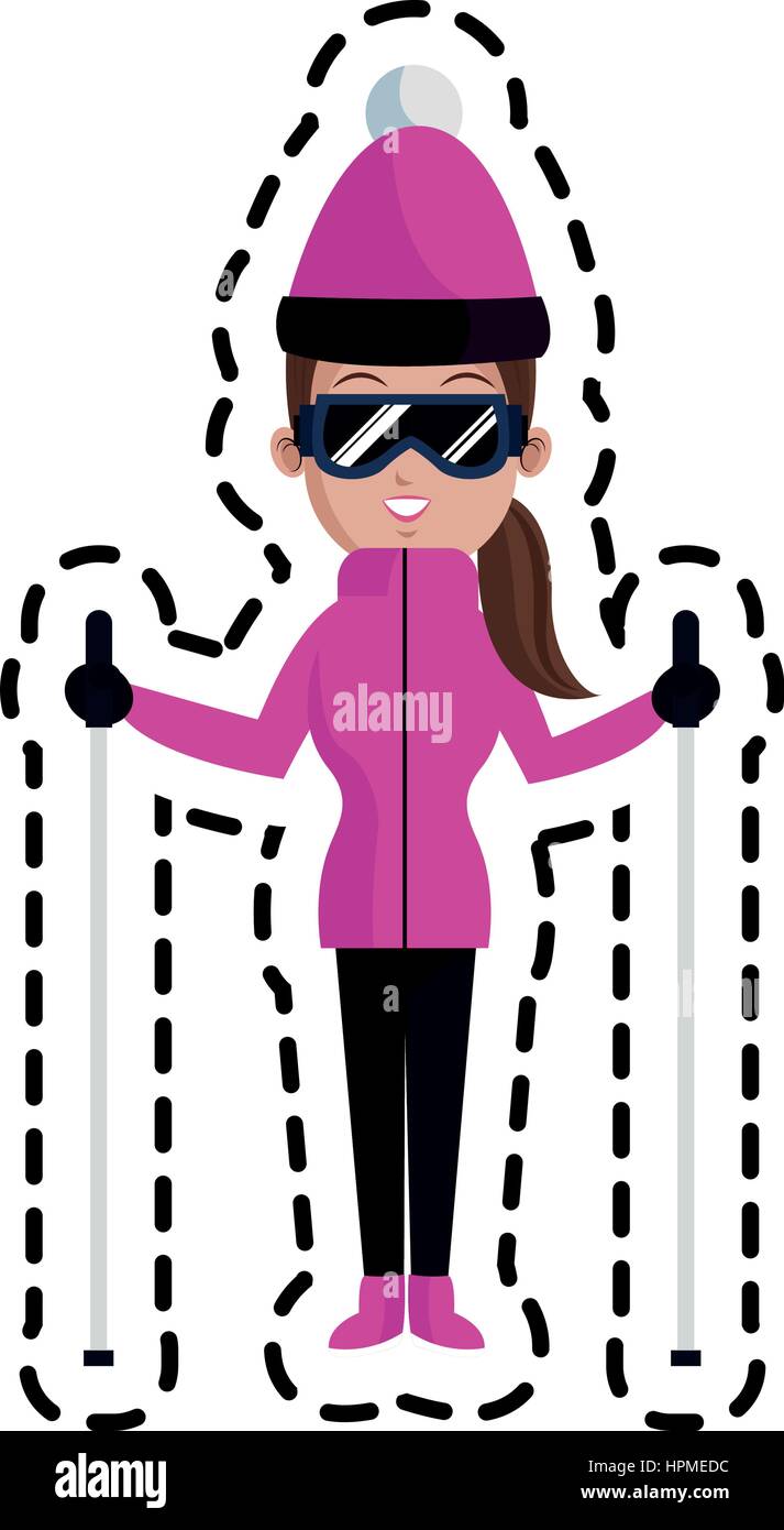 Ski sticks line icon hi-res stock photography and images - Alamy