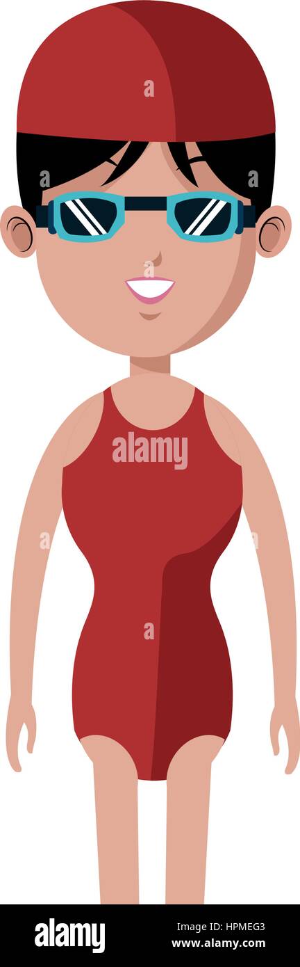 Cartoon swimmer woman hi-res stock photography and images - Alamy