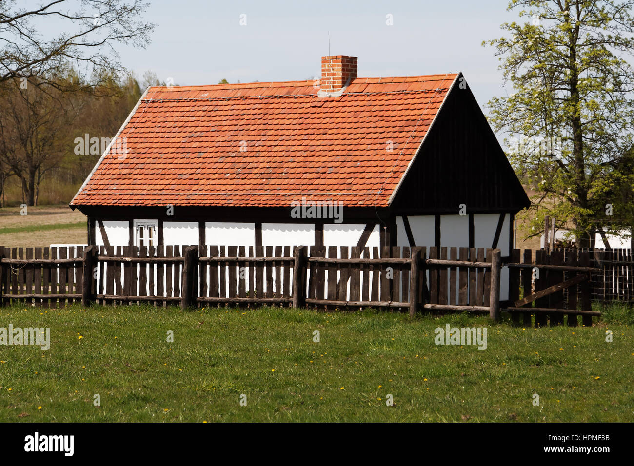 Traditional rural building on sunny spring day. Poland Stock Photo - Alamy
