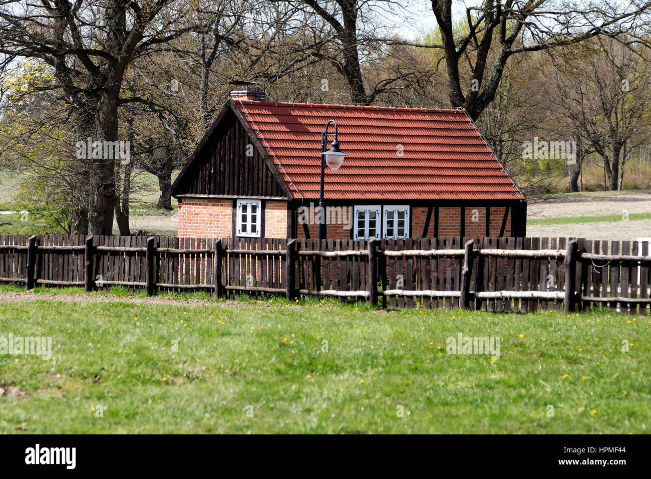 Traditional rural building on sunny spring day. Poland Stock Photo - Alamy
