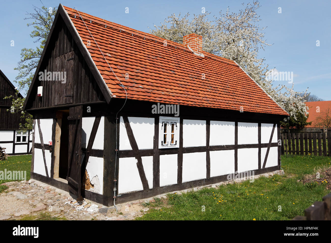Traditional rural building on sunny spring day. Poland Stock Photo - Alamy