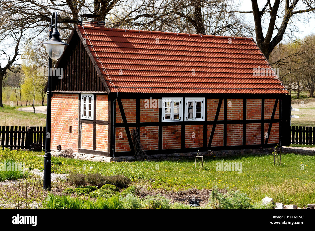 Traditional rural building on sunny spring day. Poland Stock Photo - Alamy