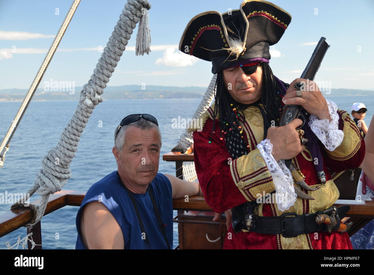 One-eyed pirate on a sea trip, Halkidiki, Greece Stock Photo - Alamy