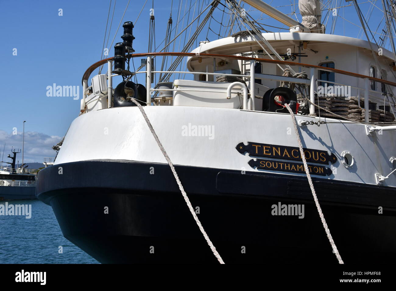 Eden, Australia - Jan 6, 2017. SV Tenacious at Port of Eden. The STS ...