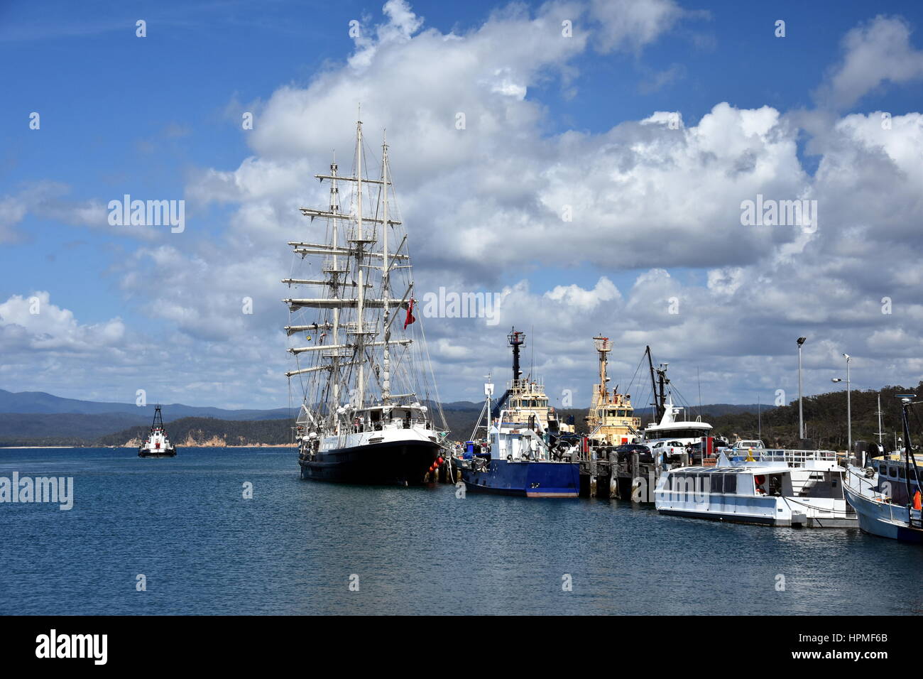 Eden, Australia - Jan 6, 2017. SV Tenacious at Port of Eden. The STS ...