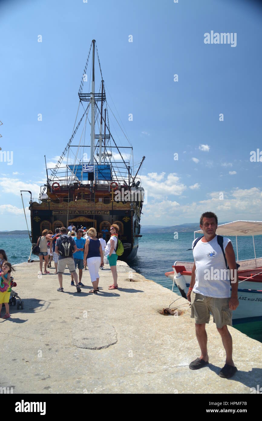 On a sea trip in Ionian sea, Greek peninsula, Mediterranean Stock Photo ...