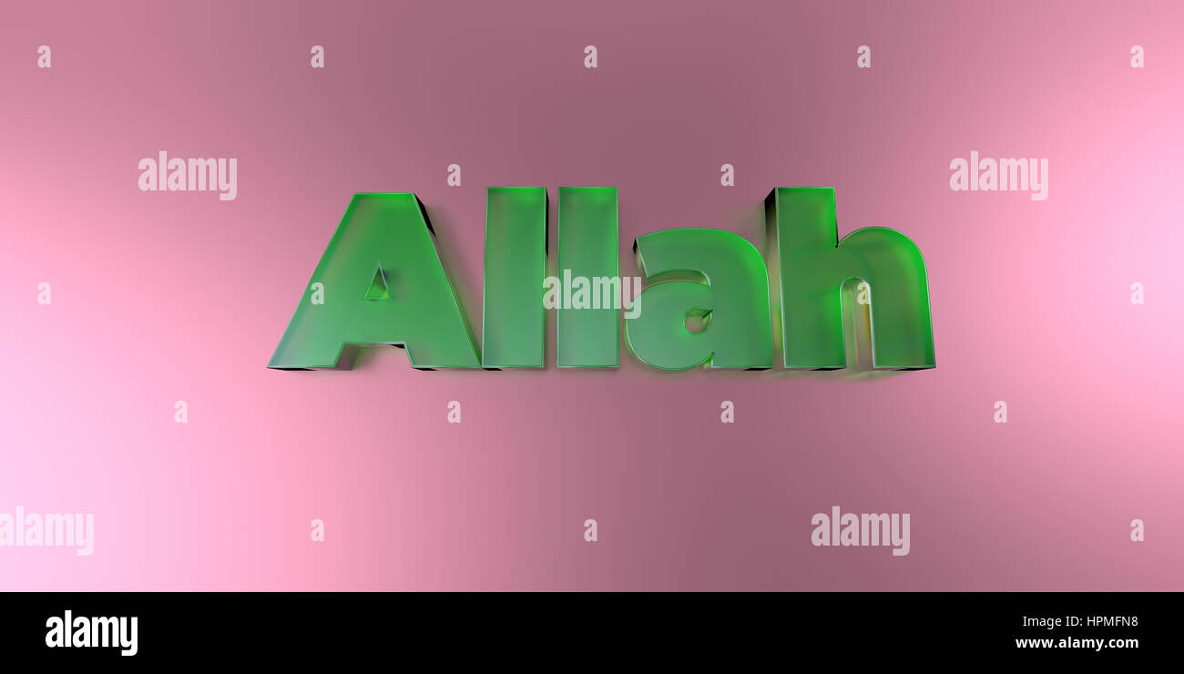 Allah - colorful glass text on vibrant background - 3D rendered royalty ...