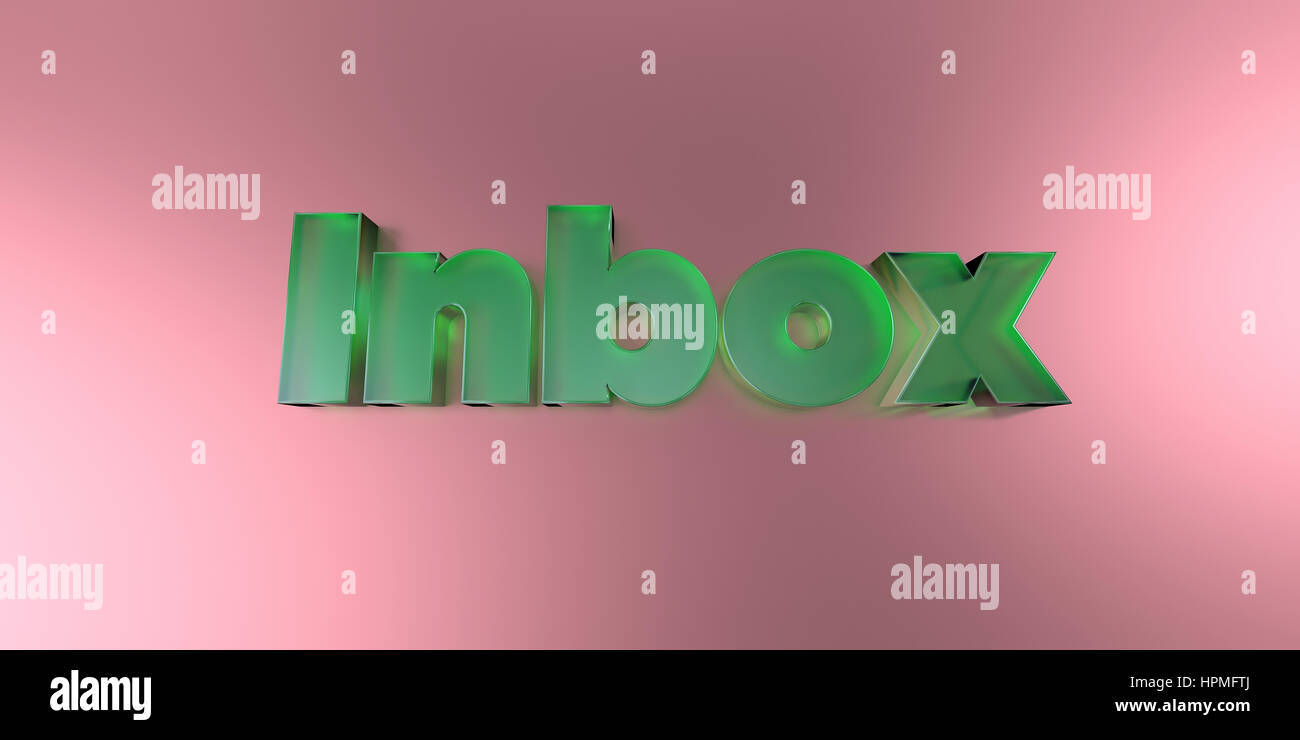 Inbox - colorful glass text on vibrant background - 3D rendered royalty ...