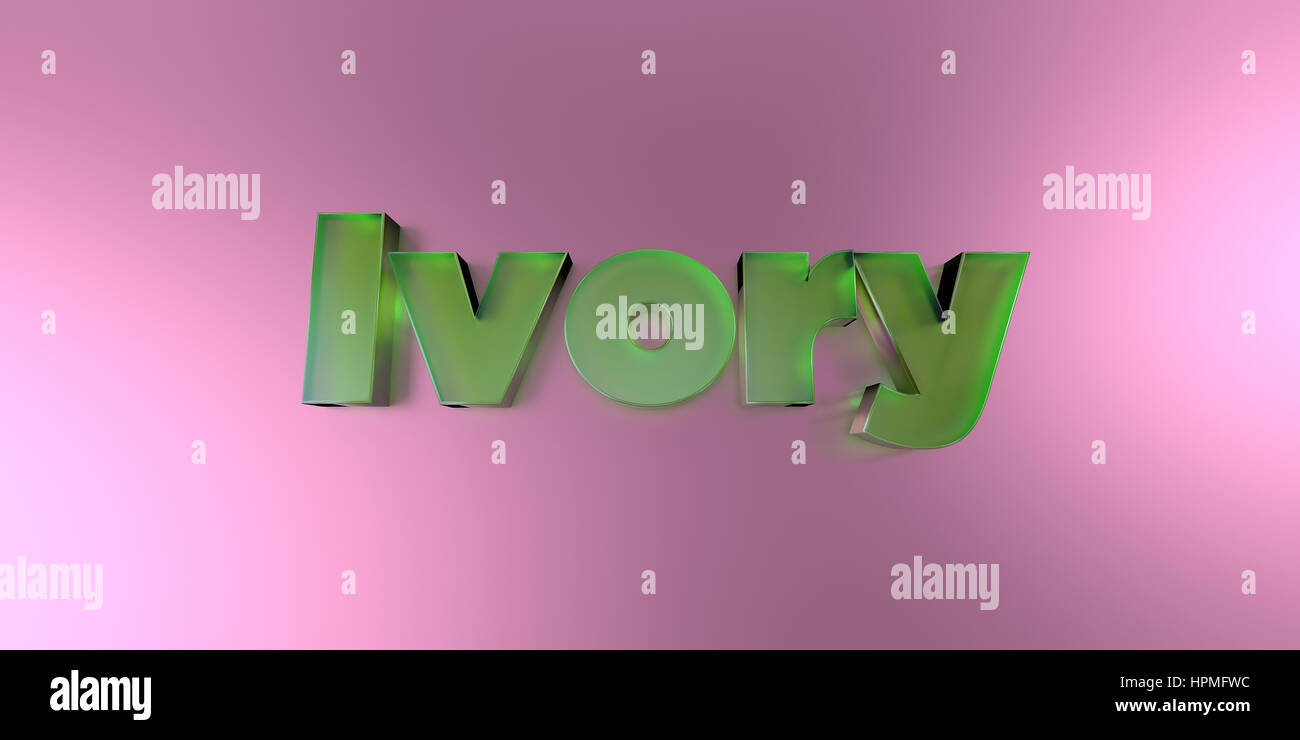 Ivory - colorful glass text on vibrant background - 3D rendered royalty ...
