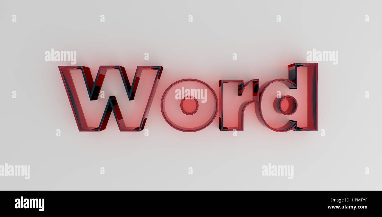 Word - Red glass text on white background - 3D rendered royalty free ...